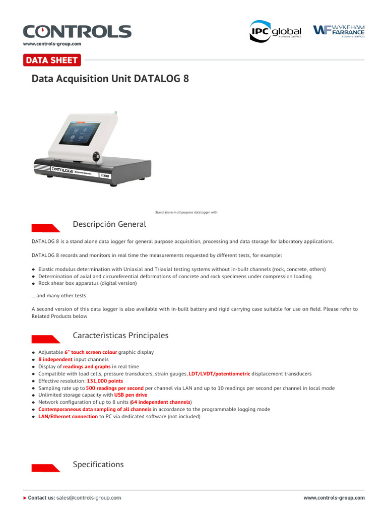 Data Acquisition Unit DATALOG 8 | PDF | Computer Engineering | Mechanical Engineering