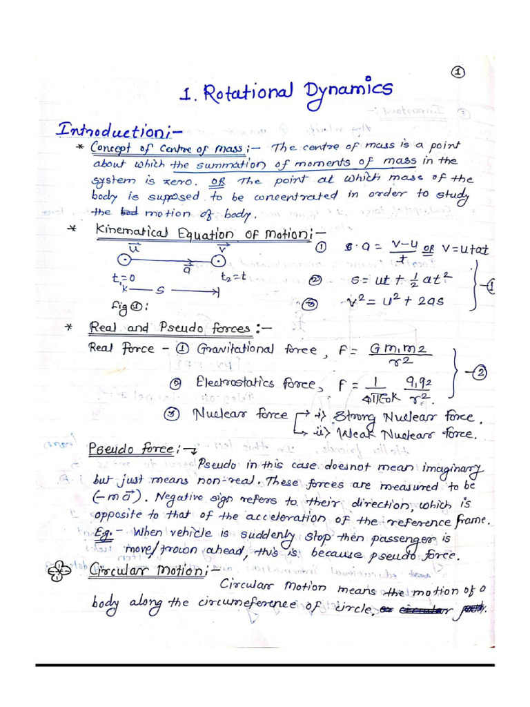 Rotational Dynamics Physics Notes Class 12. | PDF