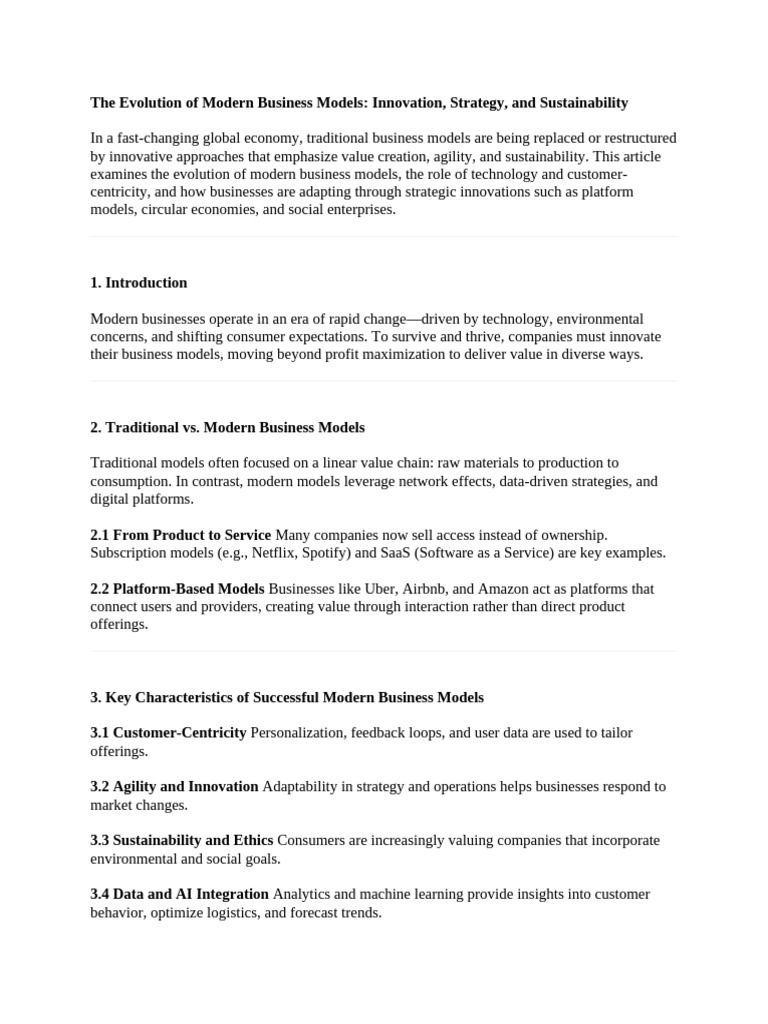 The Evolution of Modern Business Models | PDF | Business Model | Innovation