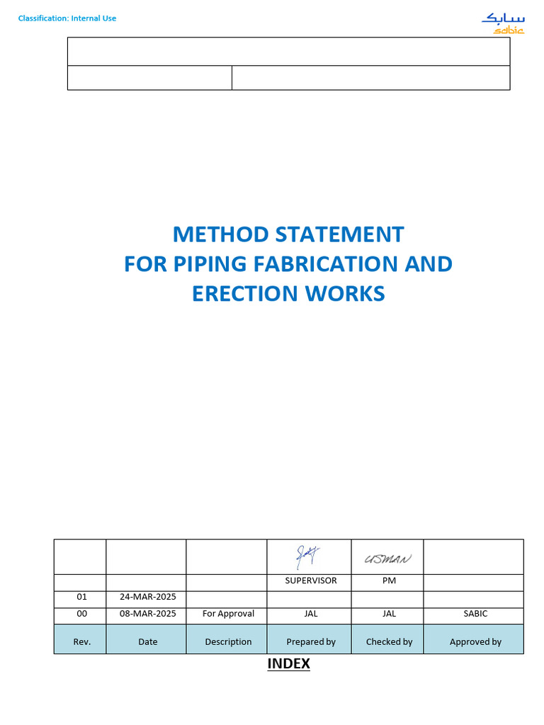 Appendix B Ref. Doc. EPM-EHS-SP-P-001Work Method Statement - Piping Fabrication & Erection Rev ...