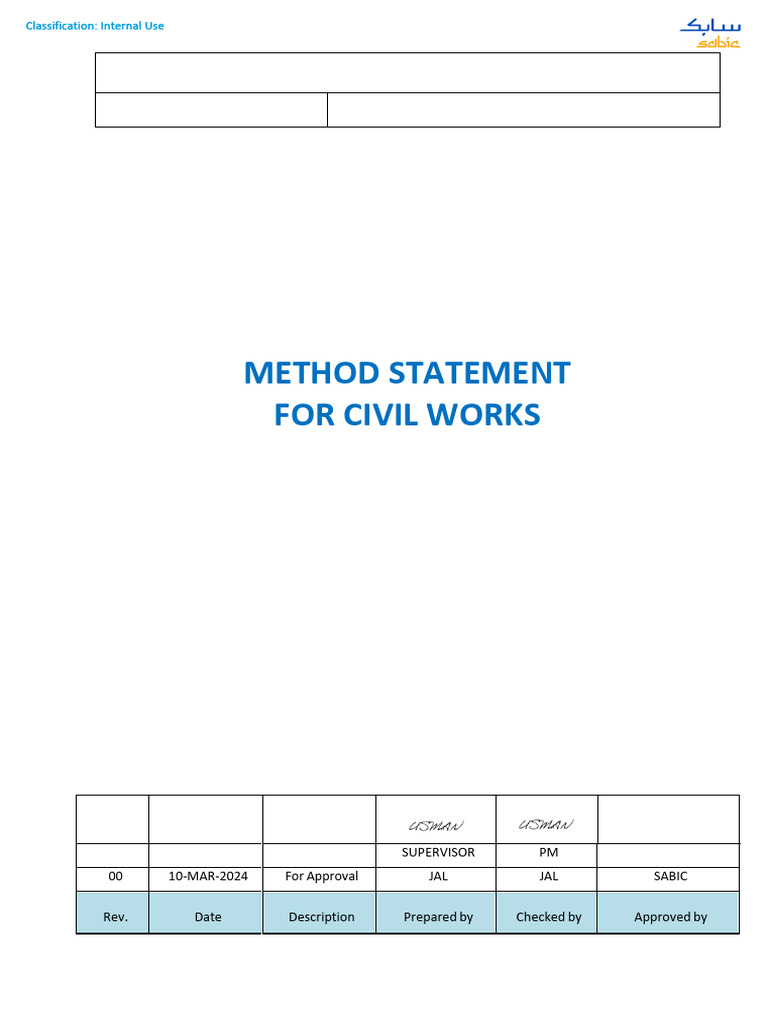 Appendix B Ref. Doc. EPM-EHS-SP-P-001Work Method Statement-Civil Works | PDF | Concrete ...