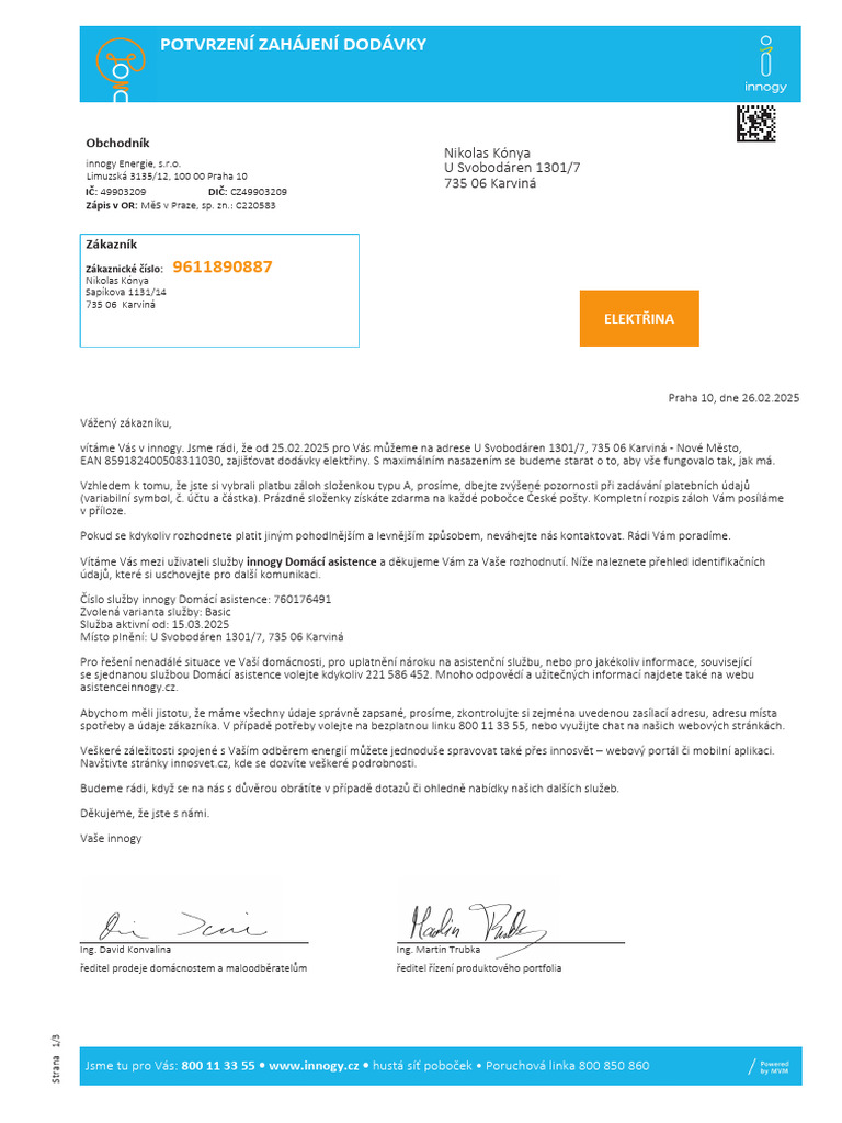 Uvítací Dopis S Rozpisem Záloh | PDF