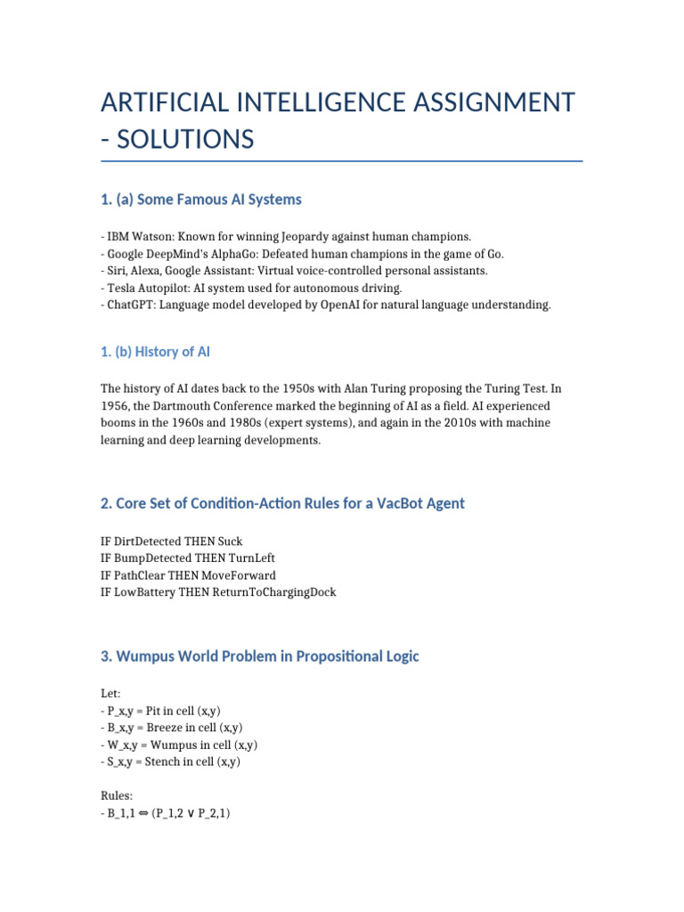 AI Assignment Solutions and Insights | PDF | Artificial Intelligence ...