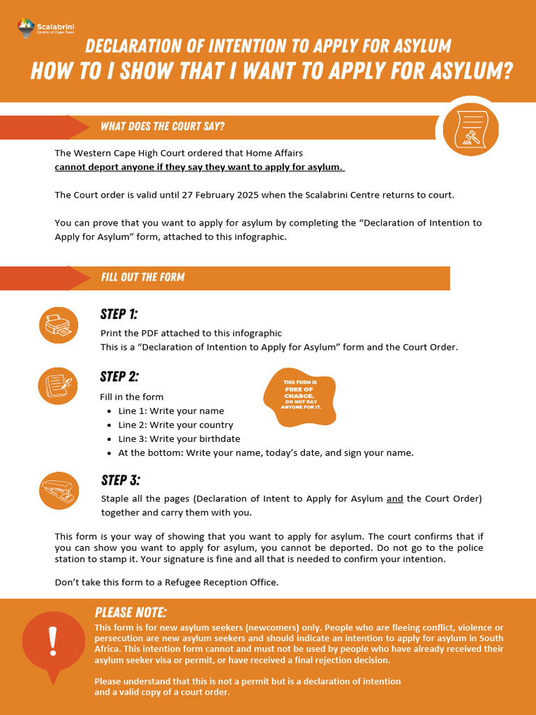Declaration of Intention To Apply For Asylum SA | PDF | Asylum Seeker | Right Of Asylum