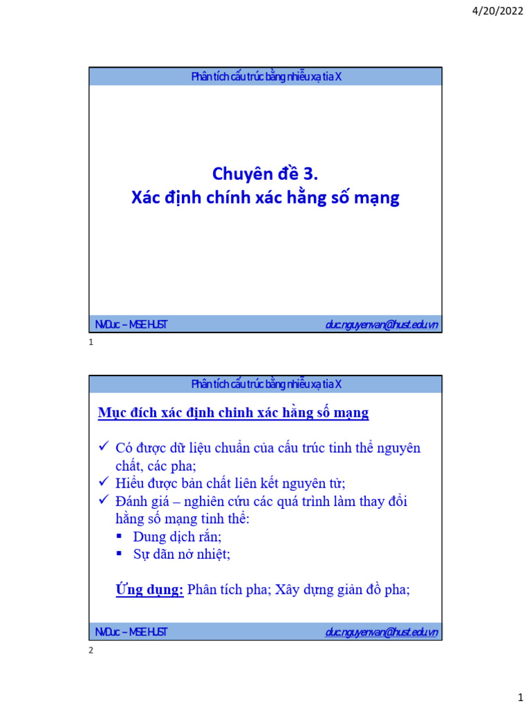 L4 XRD Chuyen de 3. Xac Dinh Chinh Xac Hang So Mang - Tach Pic Nhieu Xa | PDF