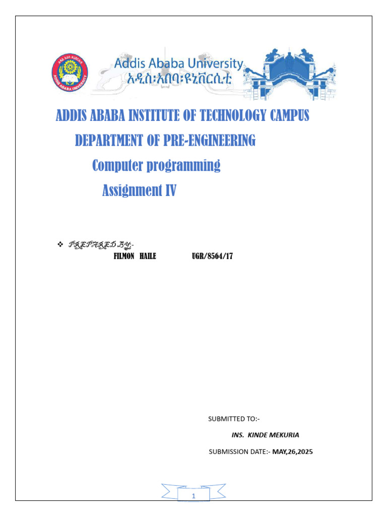 FILMON - HAILE - CP-Assignment IV | PDF | Computer Science | Computer Programming