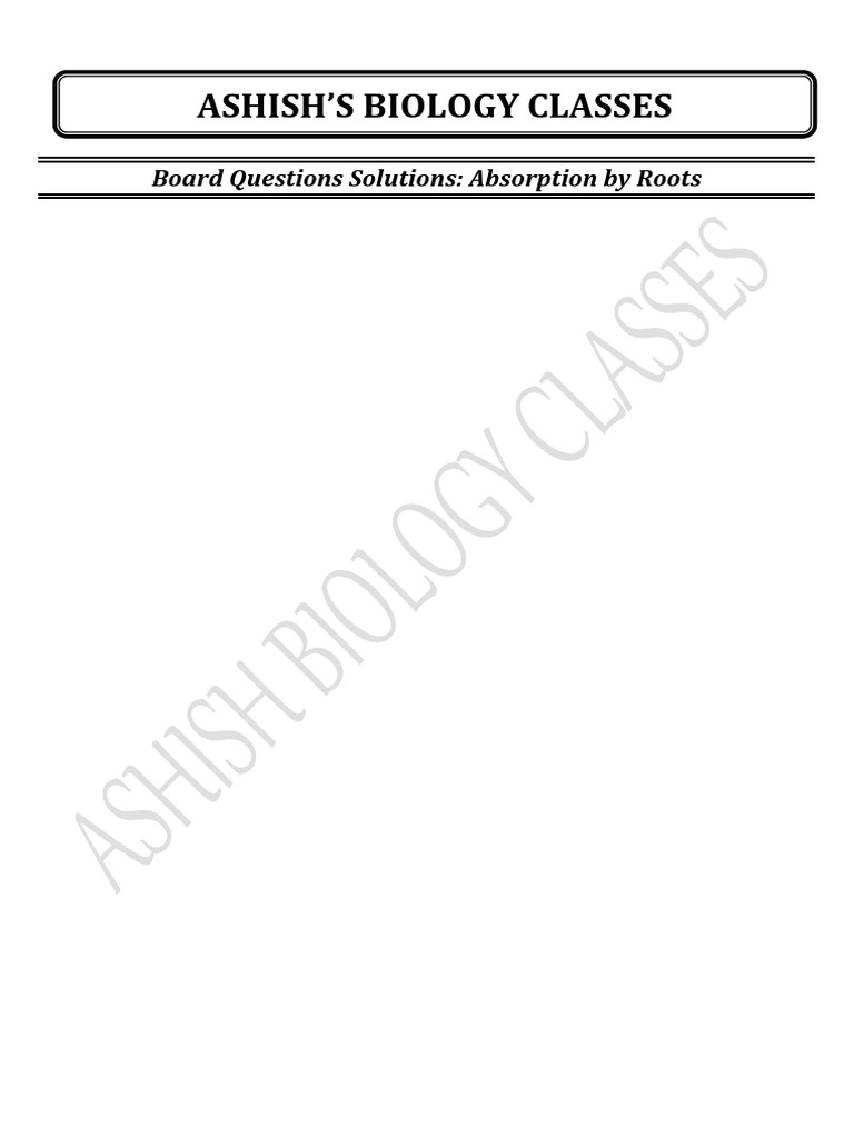 Board Questions Absorption by Roots Workbook | PDF | Osmosis | Biology
