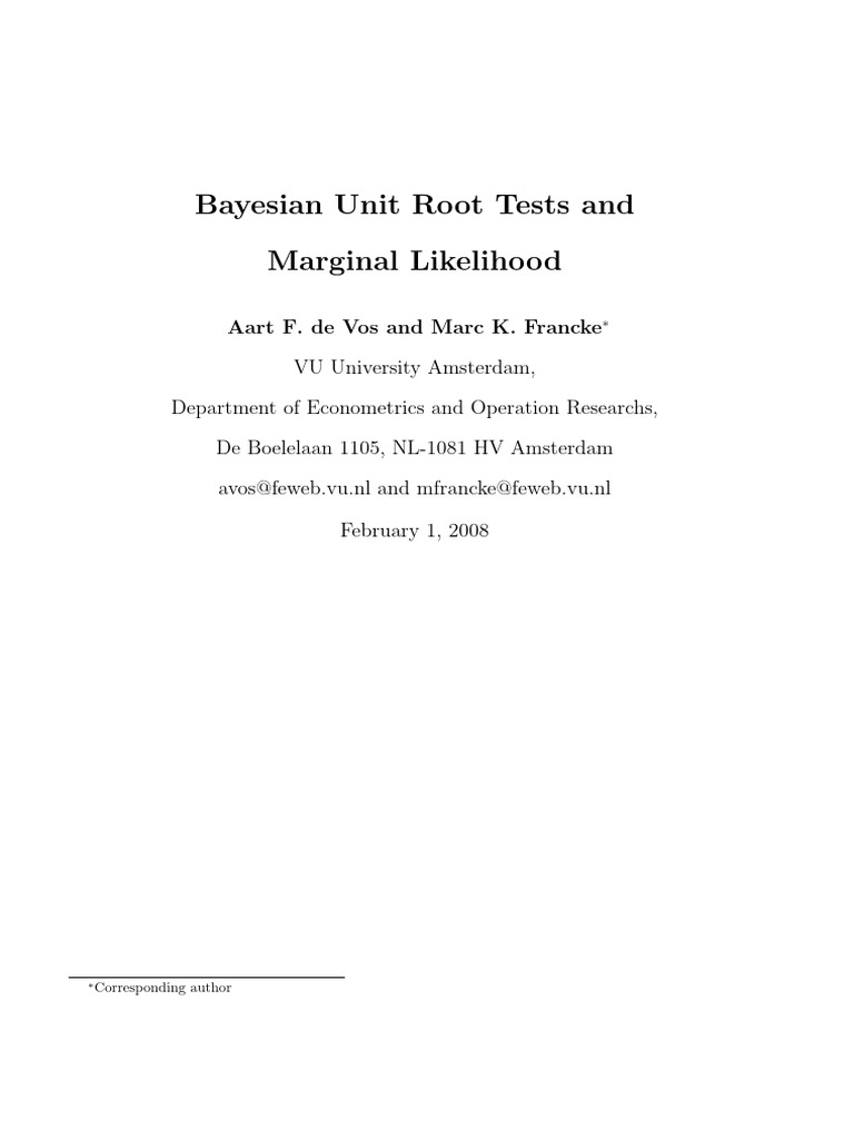 unirtroot | PDF | Bayesian Inference | P Value
