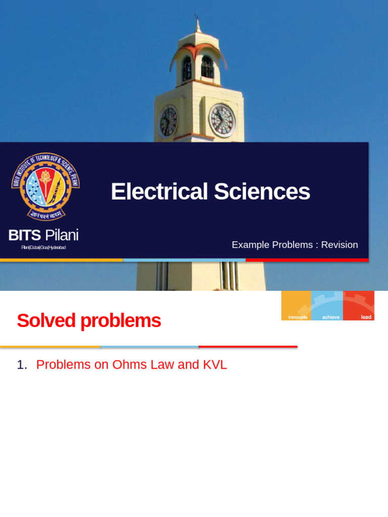 Revision Solved Problems Ohms Law Theorems Nodal Analysis RLC Circuits 14 April2023 | PDF ...