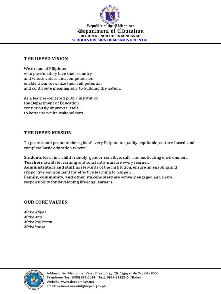 Citizens Charter - Deped Misamis Oriental - 2021 | PDF | Libraries | Complaint