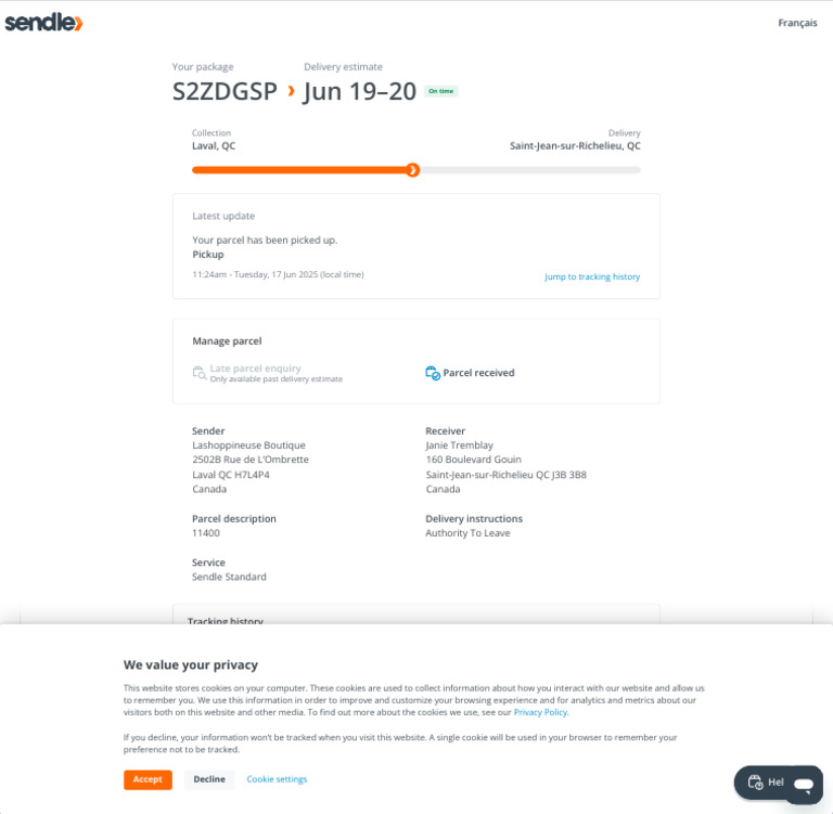 Sendle Parcel Tracking in Canada | PDF