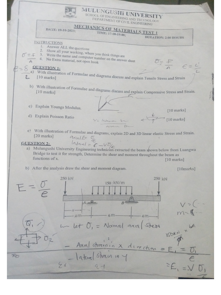 Mechanics of Materials Test 1 | PDF