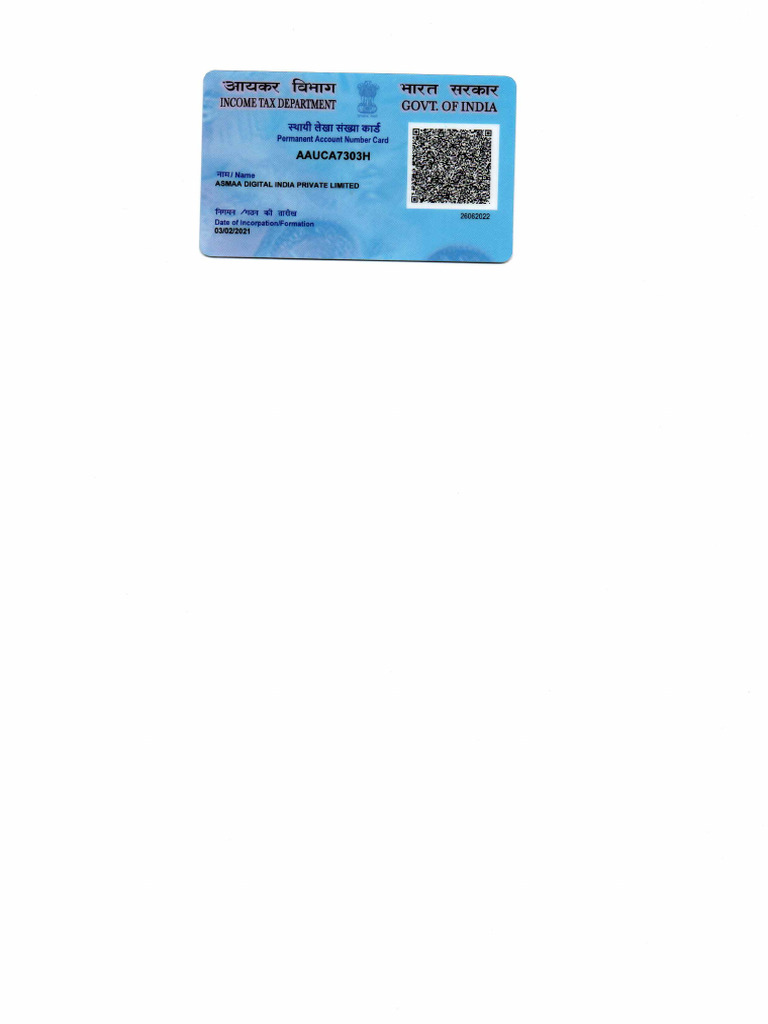 Asmaa Digital India Pan Card | PDF