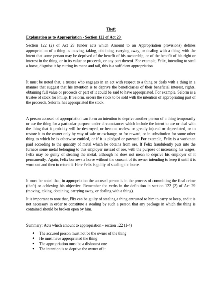 Theft-Section 120 of Act 29 of Ghana | PDF | Theft | Civil Law (Common Law)