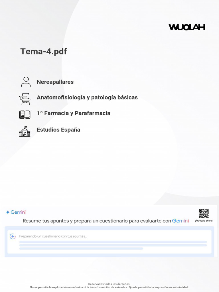 Wuolah Free Tema 4 | PDF | Sistema nervioso | Nervio
