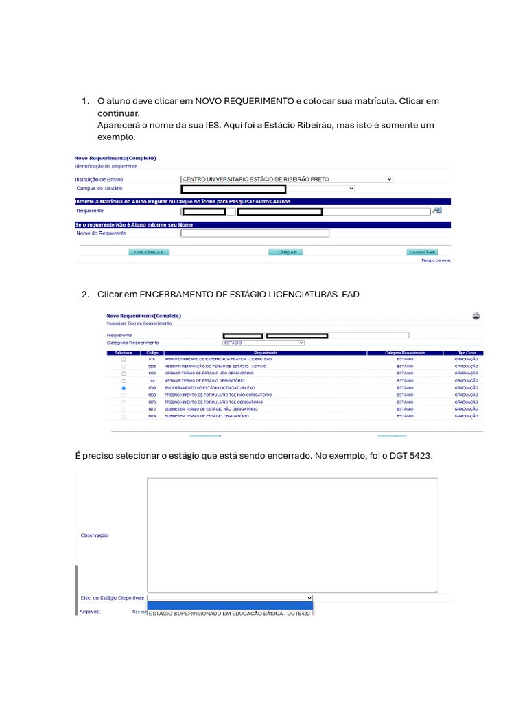 Passo A Passo para Abertura de Encerramento de Est Gio | PDF