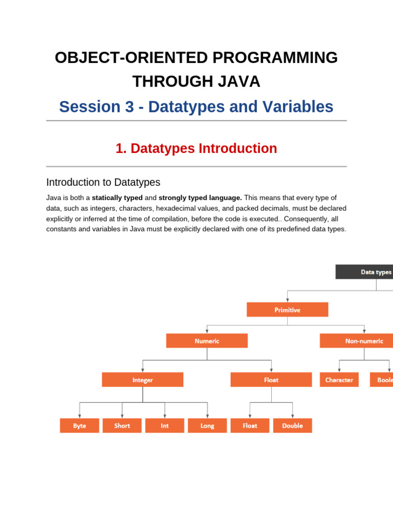 Session 3 - Datatypes and Variables | PDF | Data Type | Integer (Computer Science)
