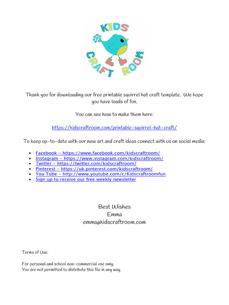 Printable Squirrel Hat Craft | PDF