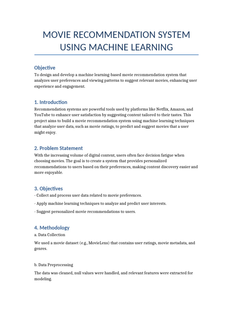 Movie Recommendation System | PDF | Information Science | Information Technology