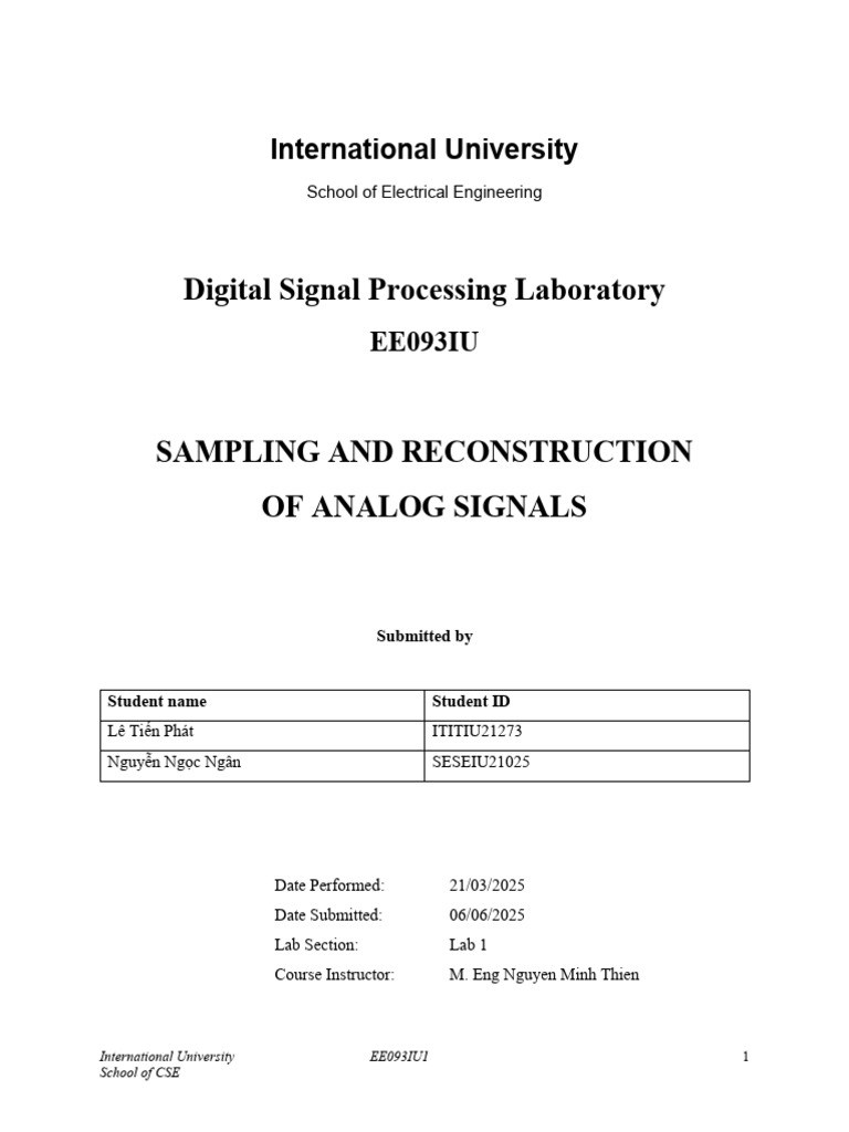 Sampling and Reconstruction Lab Report | PDF | Sampling (Signal ...