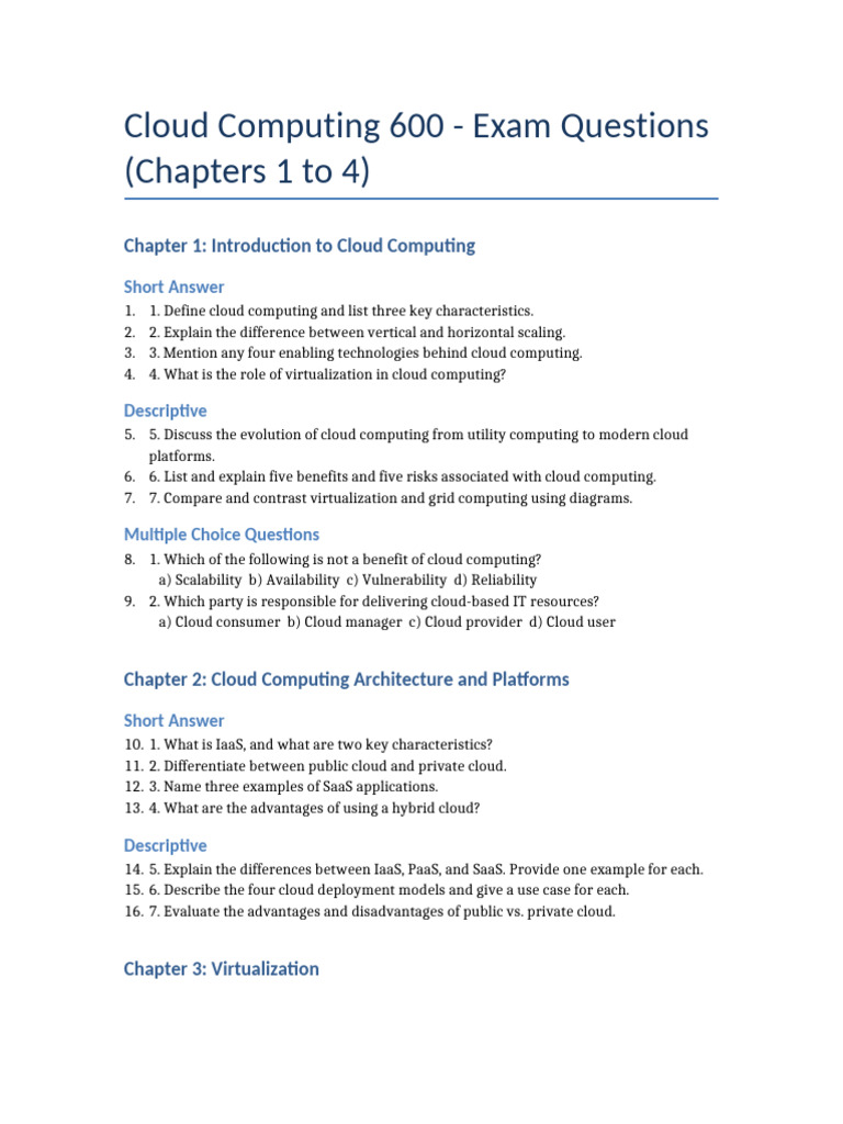 Cloud Computing Exam Q&A Guide | PDF