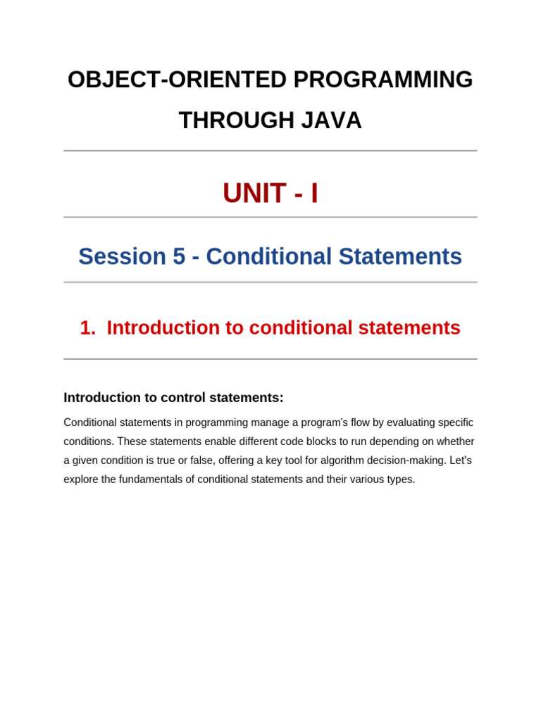 Session 5 - Conditional Statements | PDF | Boolean Data Type | Control Flow