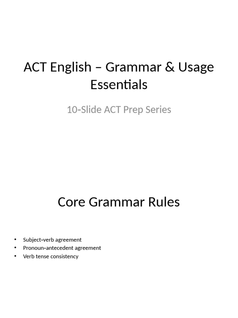 ACT English Grammar Essentials | PDF