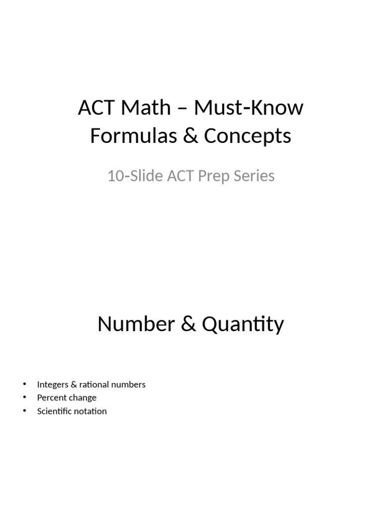ACT Math Formulas Concepts | PDF