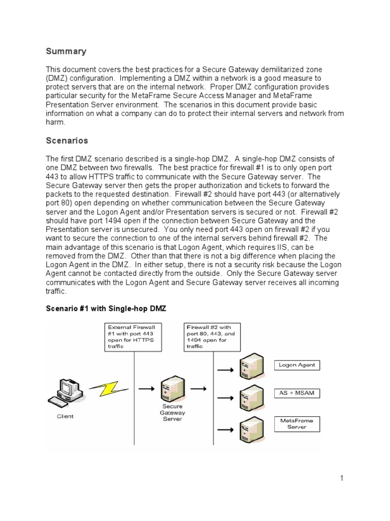 Scenario #1 With Single-Hop DMZ | PDF | Firewall (Computing) | Computer Network Security