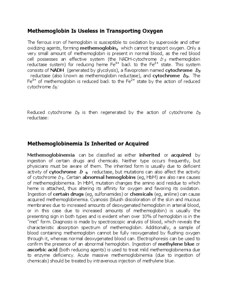 Understanding Methemoglobin and Methemoglobinemia | PDF