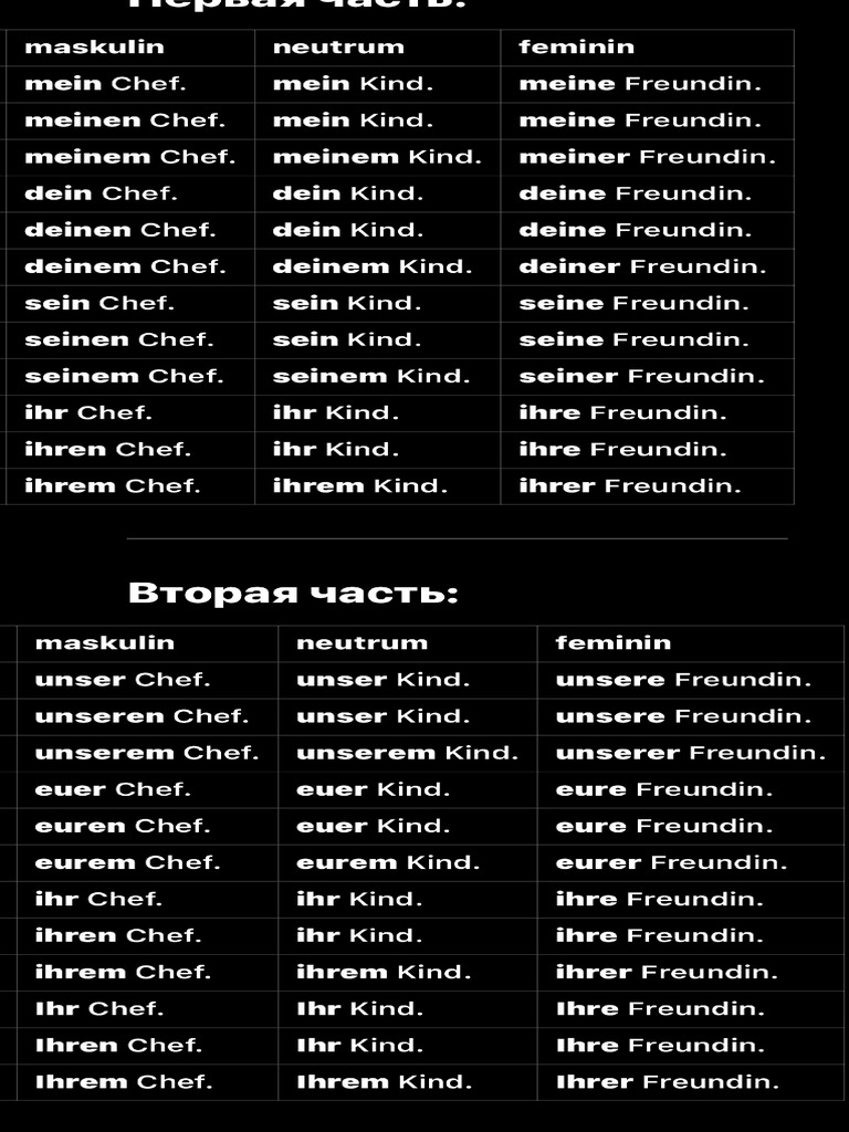 Pronomina Besitz Im Deutsch 3 | PDF