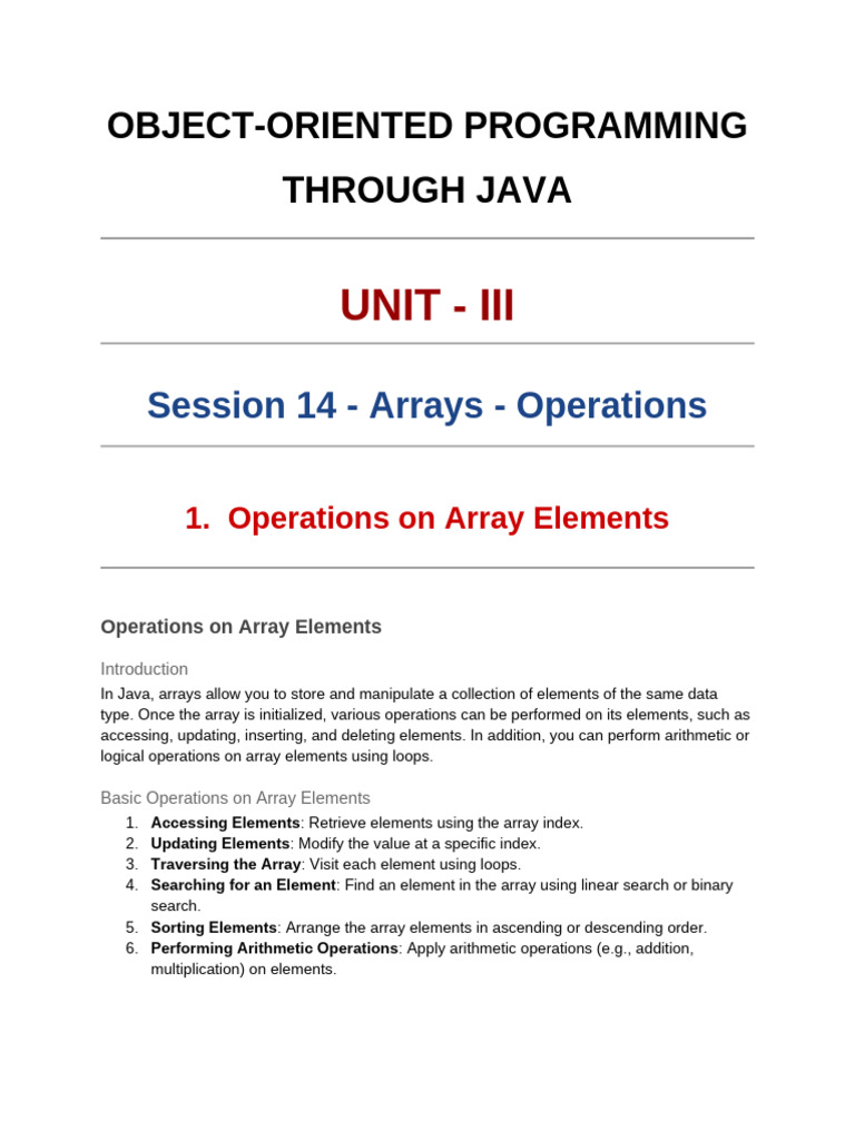 Session 14 - Arrays - Operations | PDF | Integer (Computer Science) | Computing