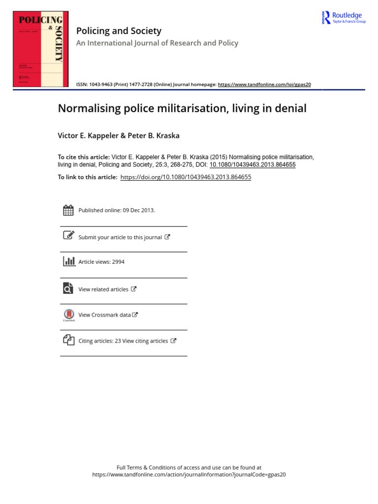 Normalising Police Militarisation Living in Denial | PDF | Swat | Police
