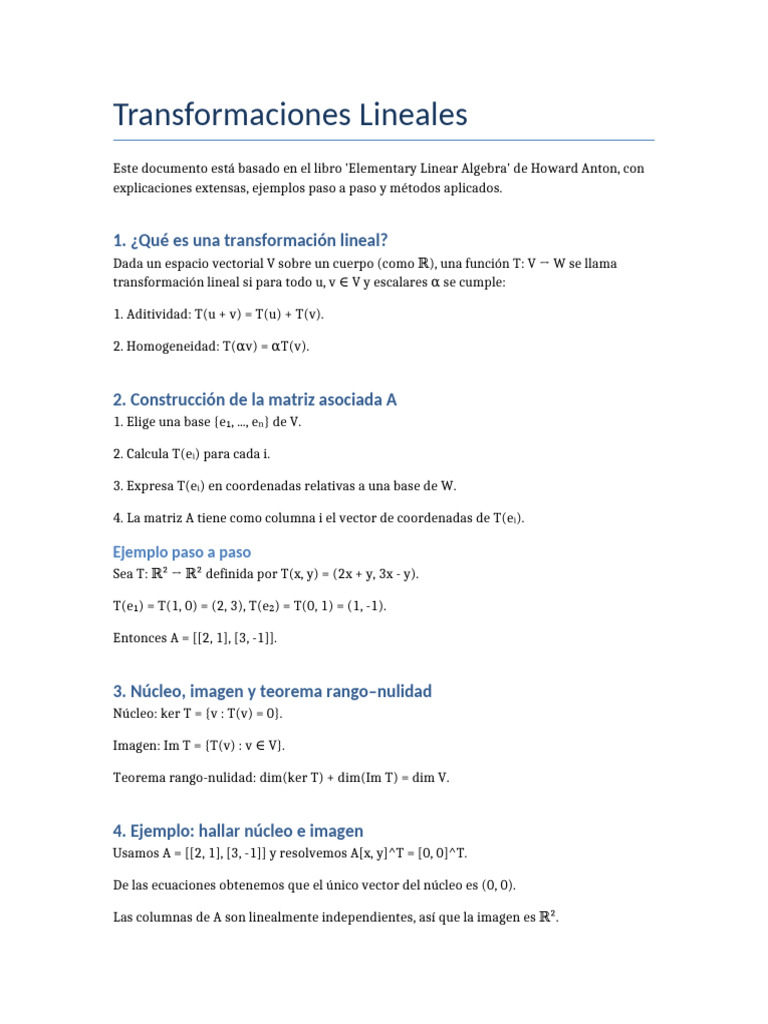 Transformaciones Lineales Anton | PDF