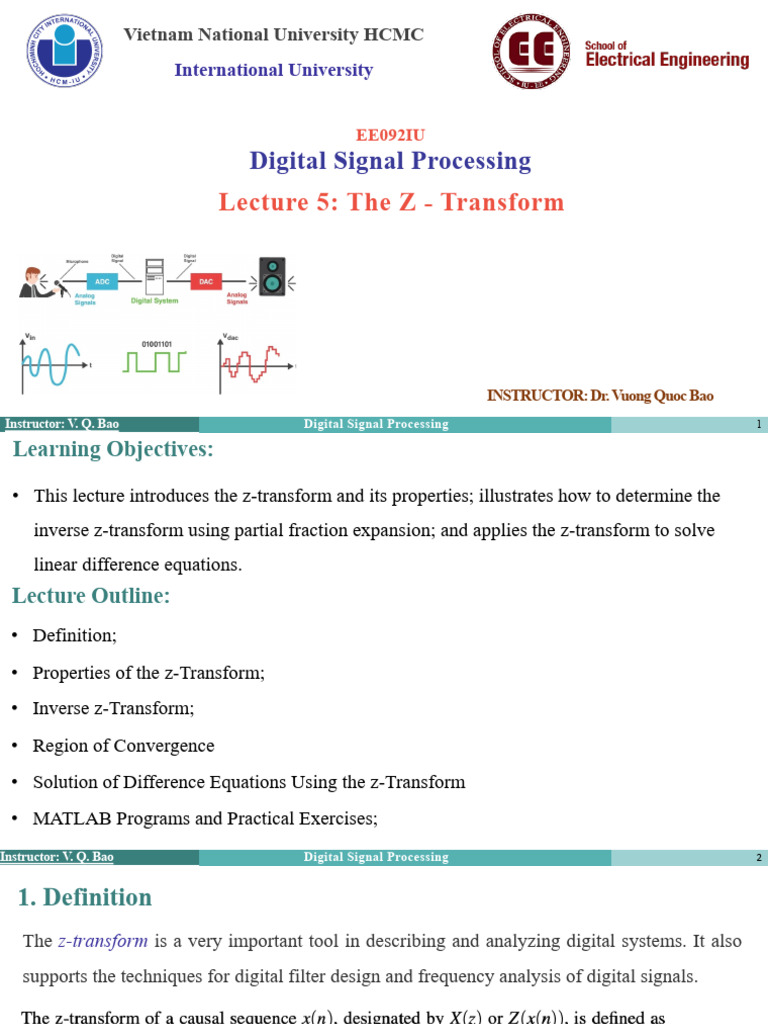 DSP VuongQuocBao Lecture 5 | PDF | Limit (Mathematics) | Mathematical ...