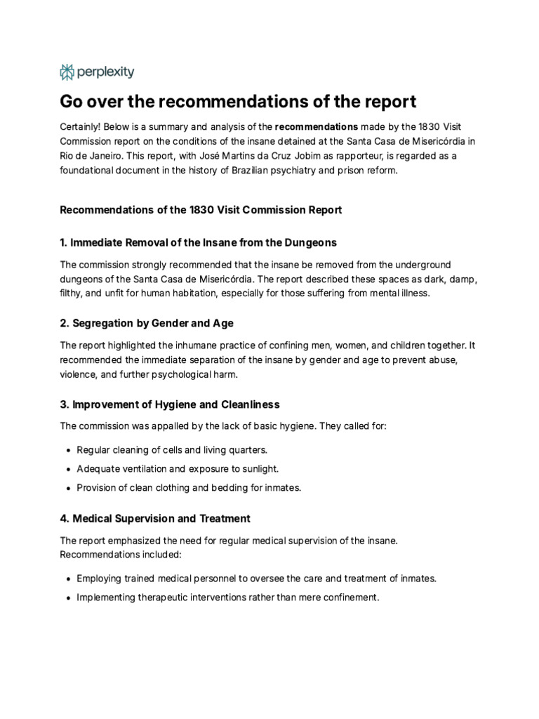 Go Over The Recommendations of The Report | PDF | Psychiatric Hospital ...