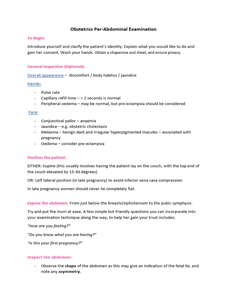 Detailed Obstetrical PerAbdominal Exam | PDF | Medical Specialties ...