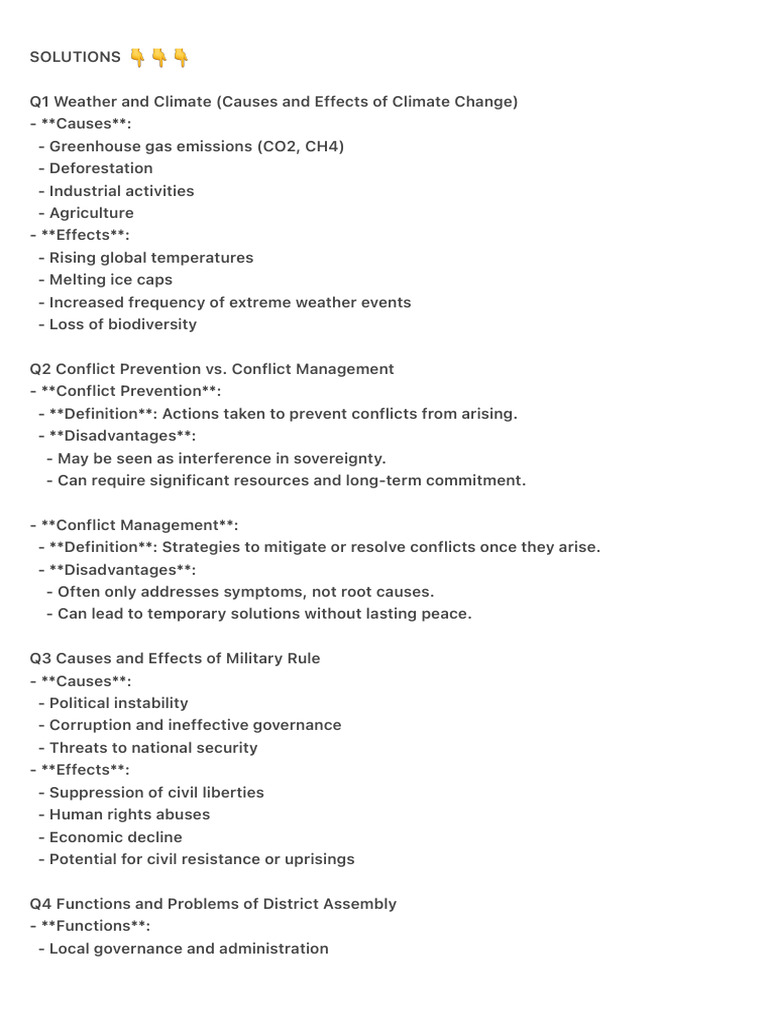 Bece 2025 All Solutions q1 To q8 | PDF | Climate Change | Global Environmental Issues