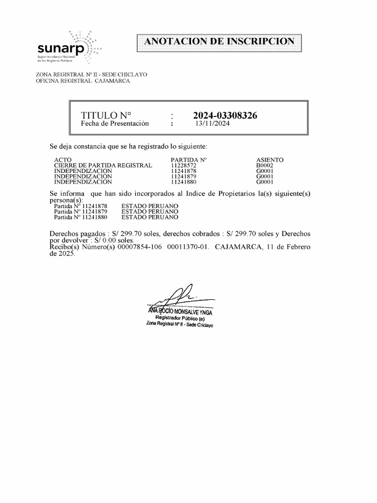 Inscripcion Subdivision | PDF