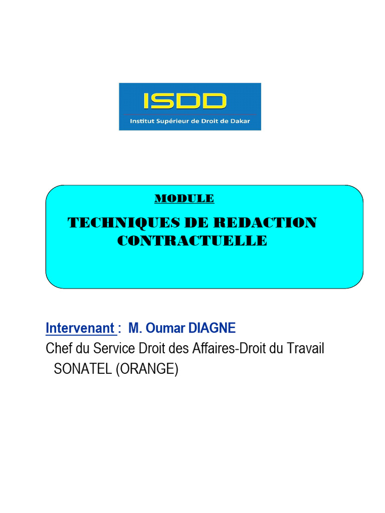 Techniques de Rédaction Contractuelle ISDD | PDF