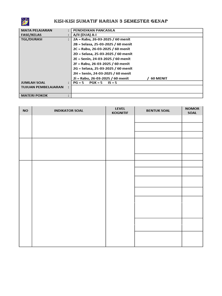 Kisi-kisi Sumatif 3 (Gabungan) | PDF