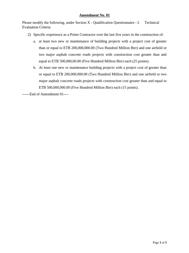 Amendment No. 1 | PDF