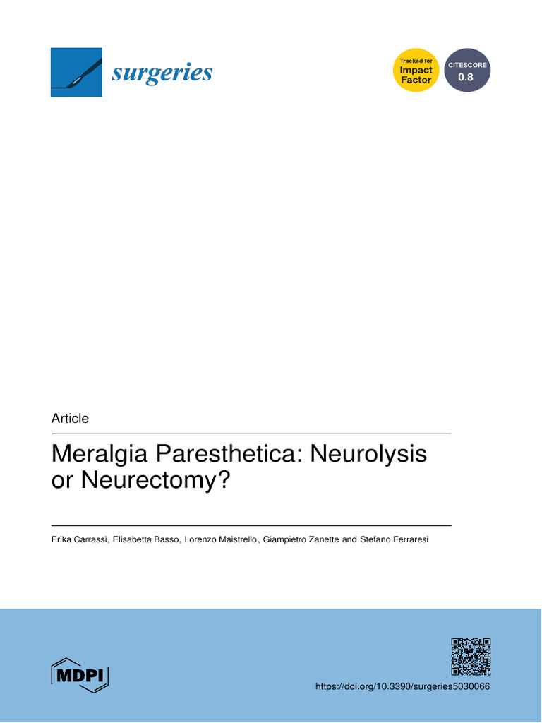 Meralgia Paresthetica: Neurolysis vs Neurectomy | PDF | Medical ...