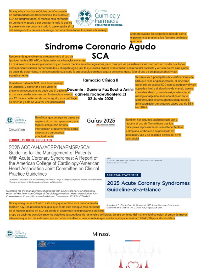 Síndrome Coronario Agudo SCA | PDF | Cardiology | Angiology