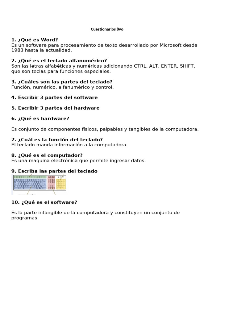 Cuestionarios Informatica 8vo | PDF