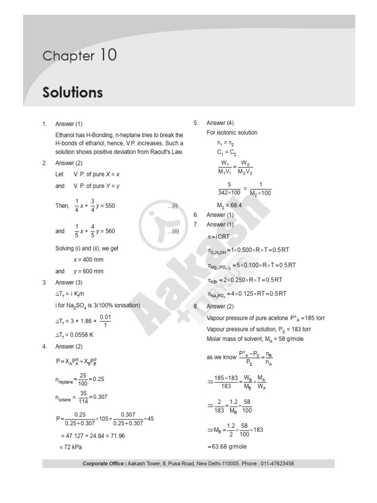 C Sol Ch-10 Solutions | PDF | Osmosis | Chemistry