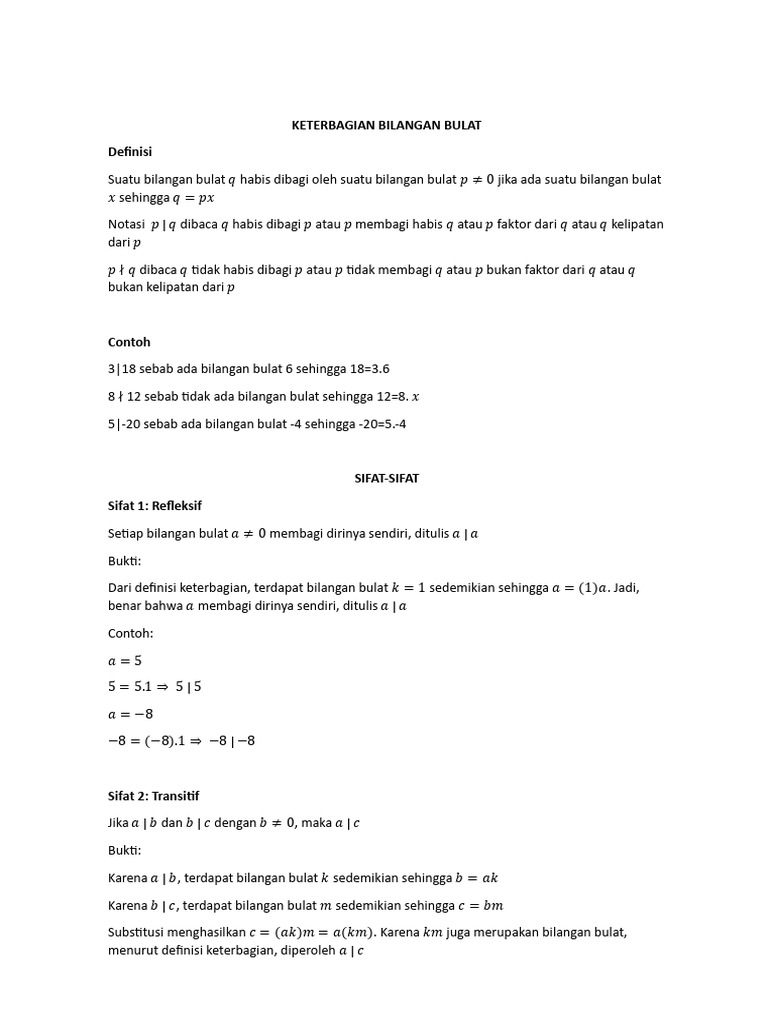 Keterbagian Bilangan Bulat | PDF