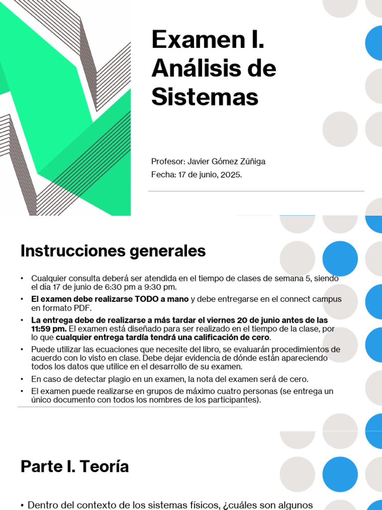 Examen I. IIQ 2025 | PDF