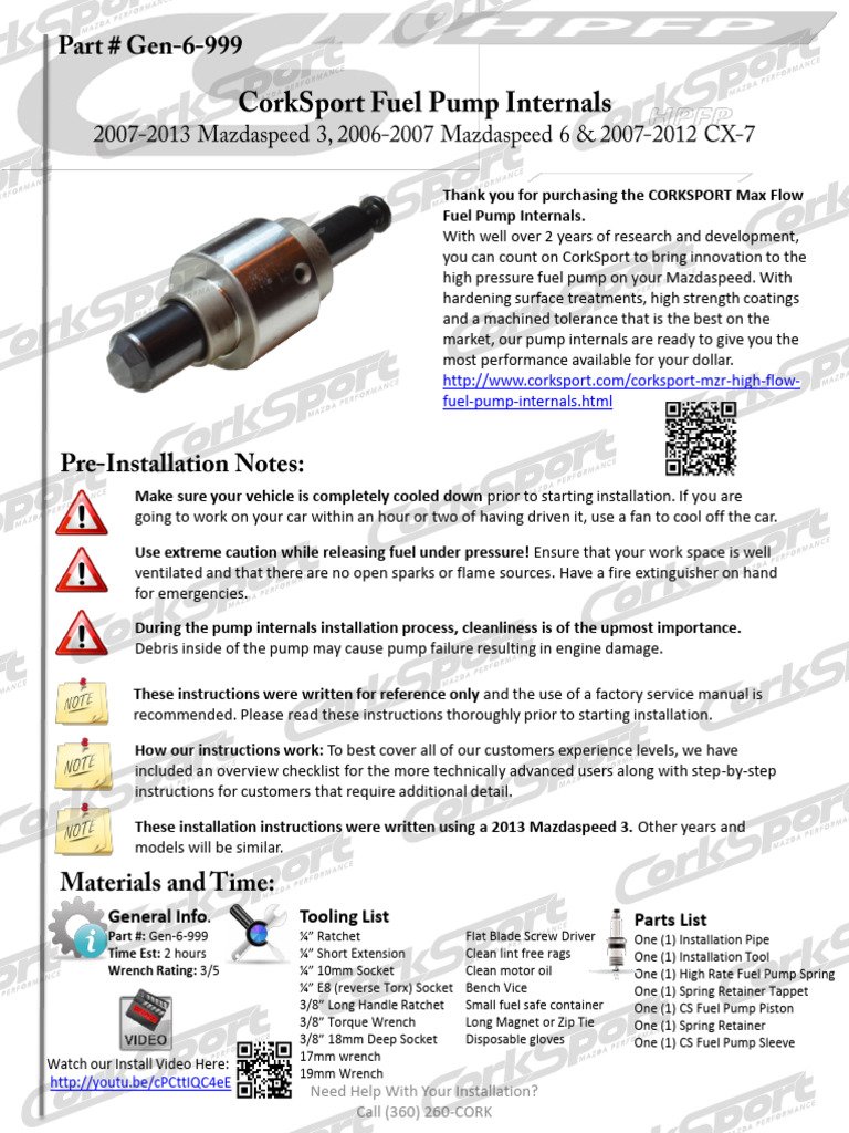 Mazdaspeed Fuel Pump Internals Guide | PDF | Screw | Motor Oil