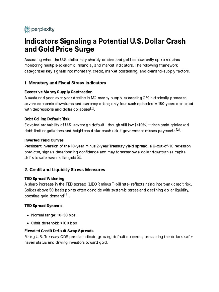 Indicators Signaling A Potential U.S. Dollar Crash | PDF | United ...
